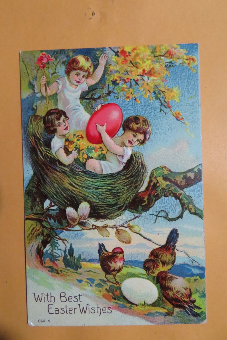 Antique Easter Postcard Easter Greetings With Victorian Children in ...
