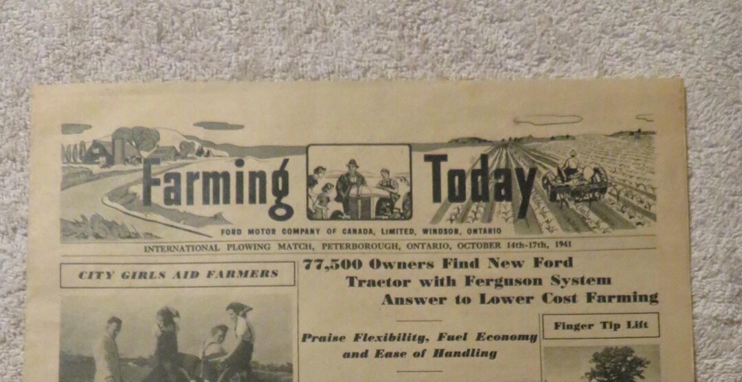Rare Farming Today (canada) Ford Magazine 1941 Promotional Newspaper ...