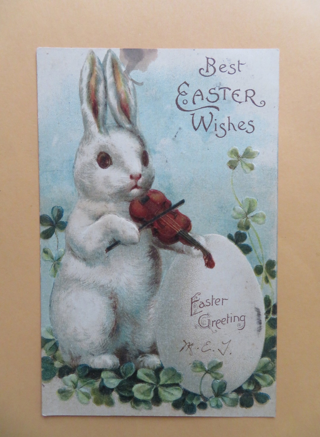 Easter Postcard Antique 1900's (germany) Easter Bunny Playing the ...
