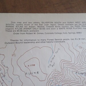 Colorado Topographic Map Ouray to Lake City Atlas 1978 USGS ...