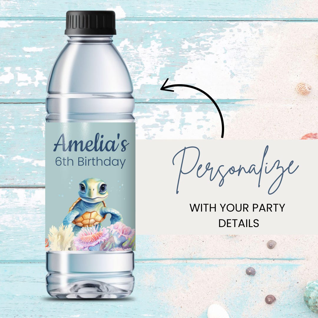 Under the Sea Water Bottle Label, Editable Ocean Party Decoration ...