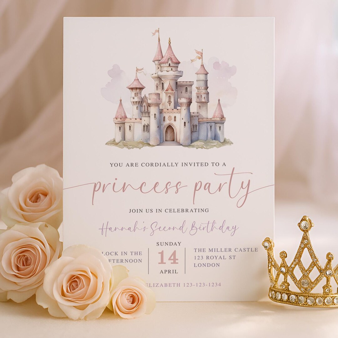 Princess Second Birthday Invite, Girls 2nd Birthday Royal Celebration ...