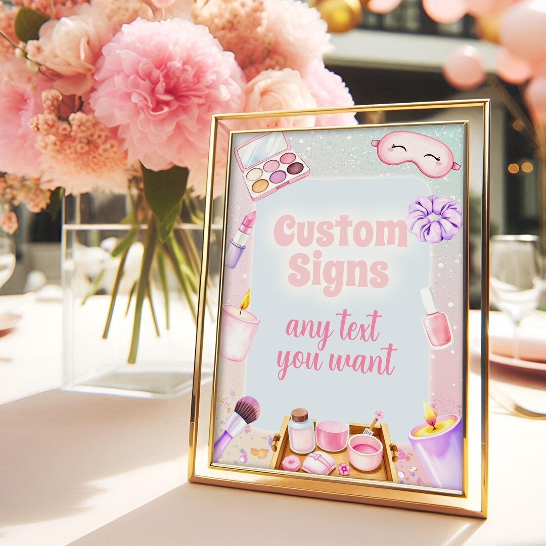 Spa Birthday Sign, Editable Spa Birthday Party Decor, Pamper Table Sign ...