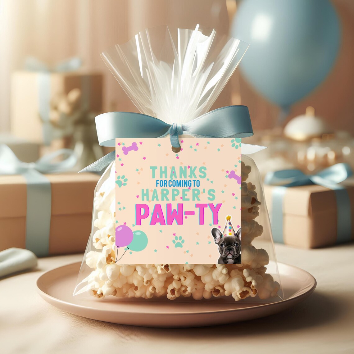 Editable Dog Birthday Party Favor Tag, Puppy Thank You Tags, Dog Theme ...
