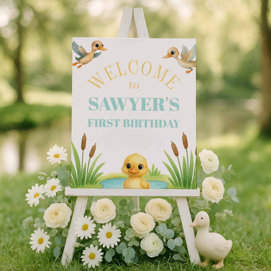 One Lucky Duck Sign, Duck Theme Welcome Sign, Duck Party Decor for Kids ...