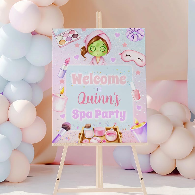 Spa Welcome Sign, Spa Birthday Party Decor, Spa Birthday Sign, Girls ...