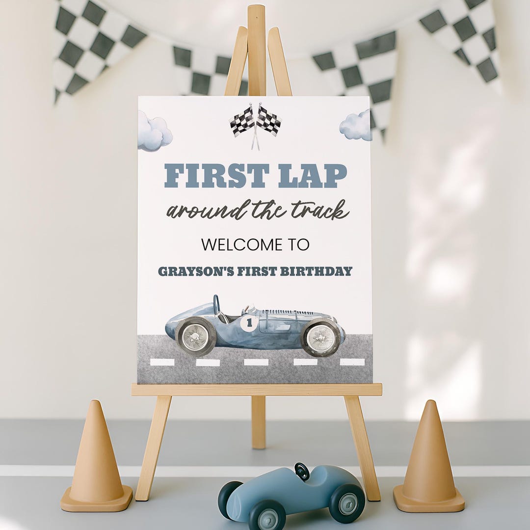 First Lap Welcome Sign, First Lap Around the Track Decor, Boy 1st ...