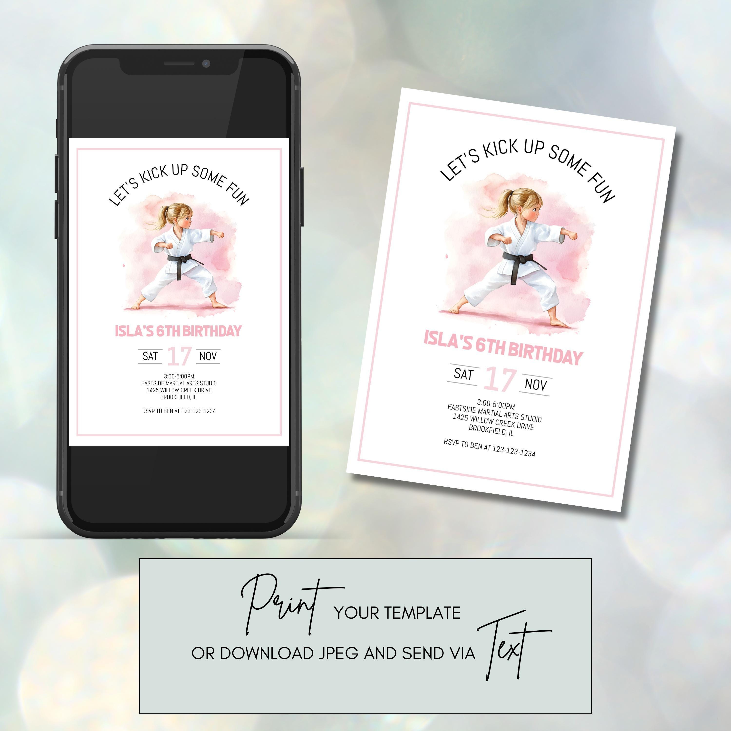 Karate Birthday Invitation Template, Karate Birthday Party Invitation ...