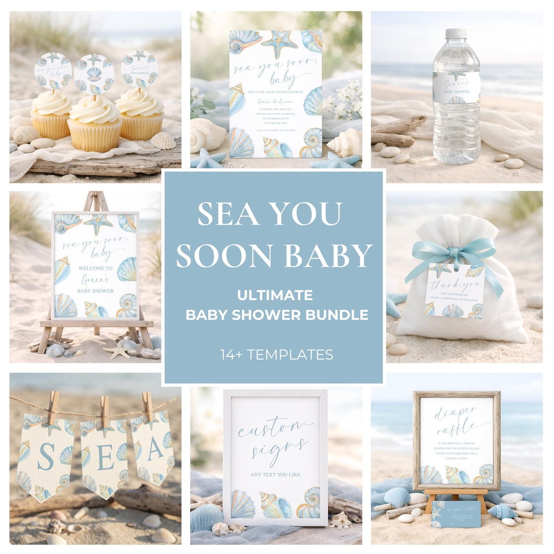 Sea You Soon Baby Shower Bundle Boy, Nautical Baby Shower Decorations ...