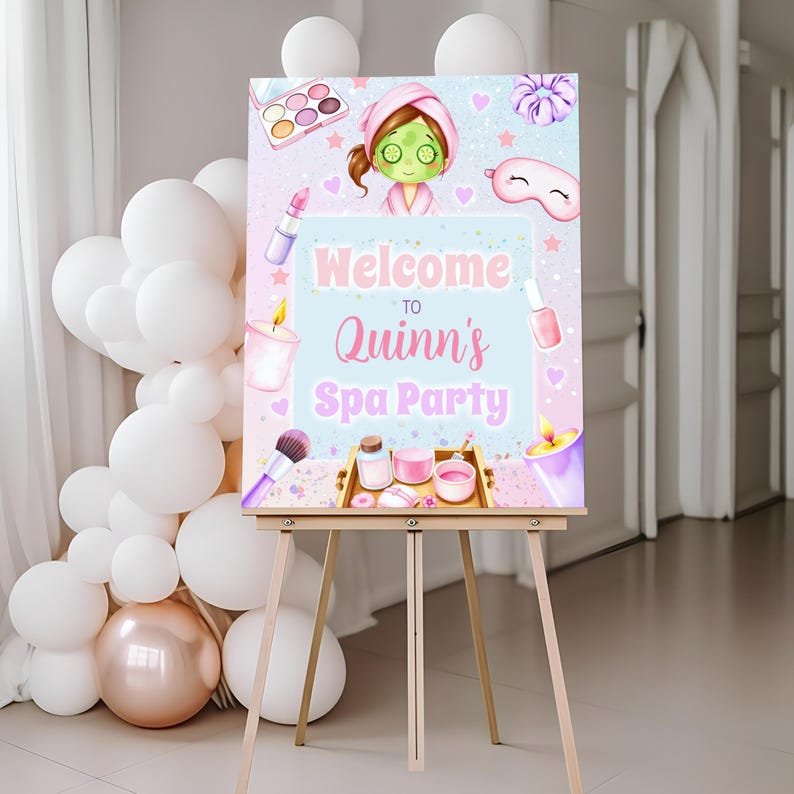 Spa Welcome Sign, Spa Birthday Party Decor, Spa Birthday Sign, Girls ...