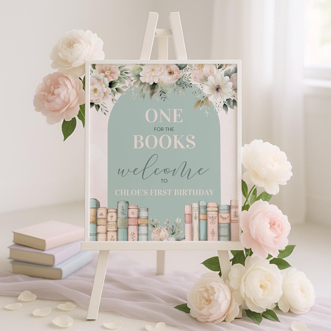 One for the Books First Birthday Sign, First Chapter Welcome Sign, Book ...