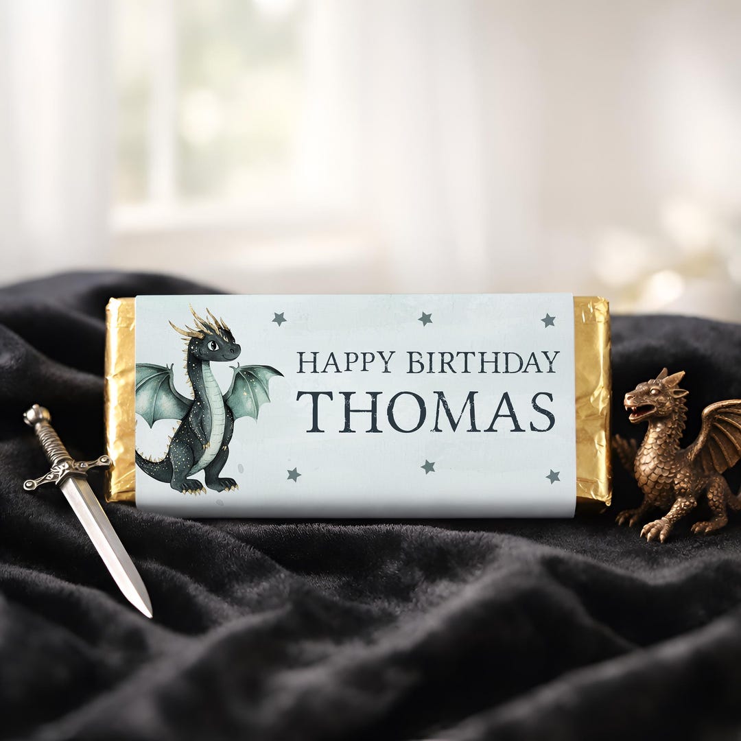 Dragon Chocolate Bar Wrapper, Dragon Birthday Candy Wrapper, Fantasy ...