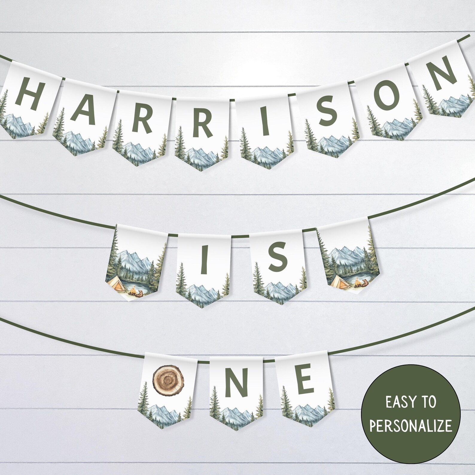 One Happy Camper Banner Printable, One Happy Camper Birthday Highchair ...