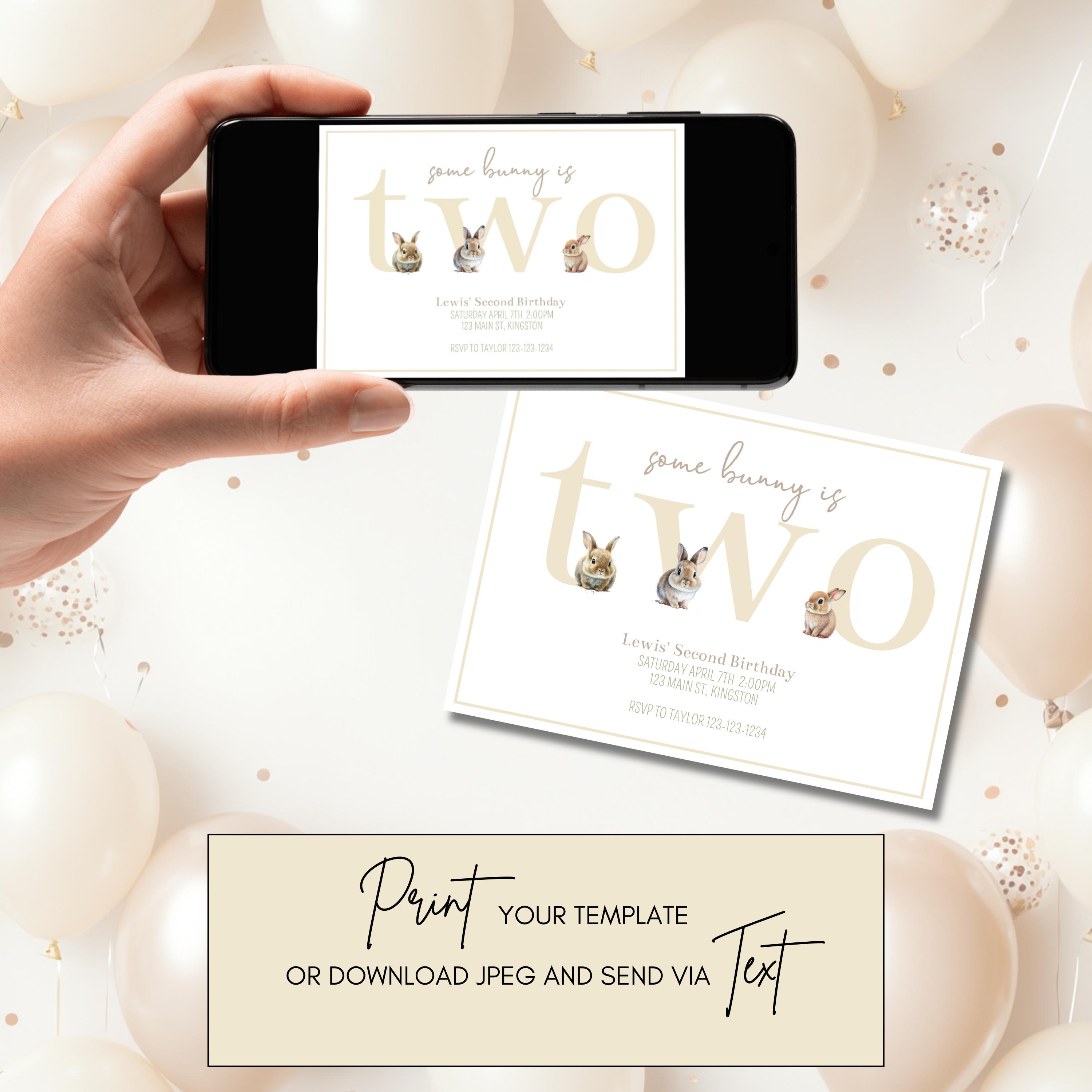 Some Bunny is Turning Two Invitation, Editable Bunny Party Invite ...