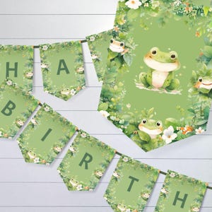 Frog Birthday Custom Banner, Editable Frog Birthday Decor, Cute Frog ...