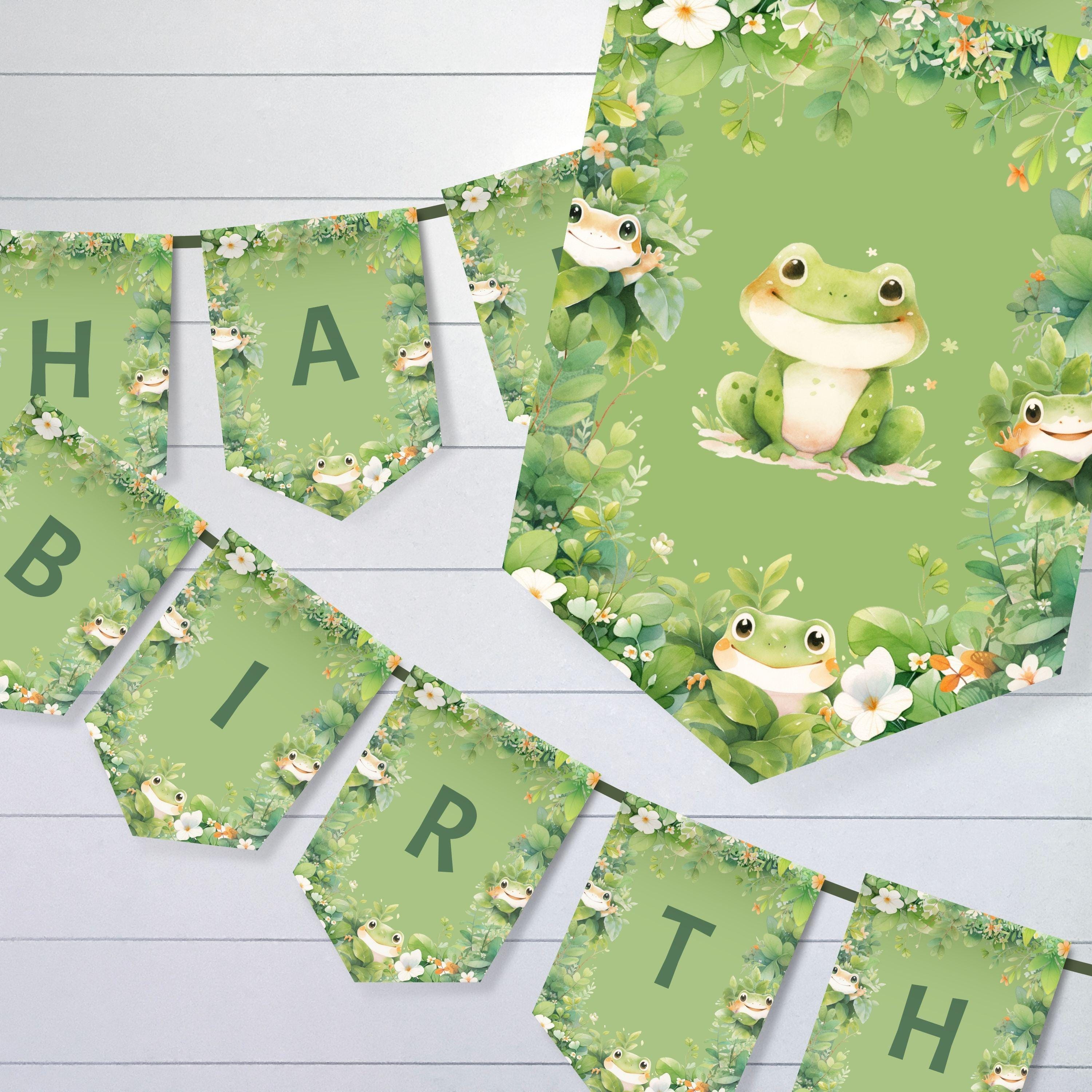 Frog Birthday Custom Banner, Editable Frog Birthday Decor, Cute Frog ...