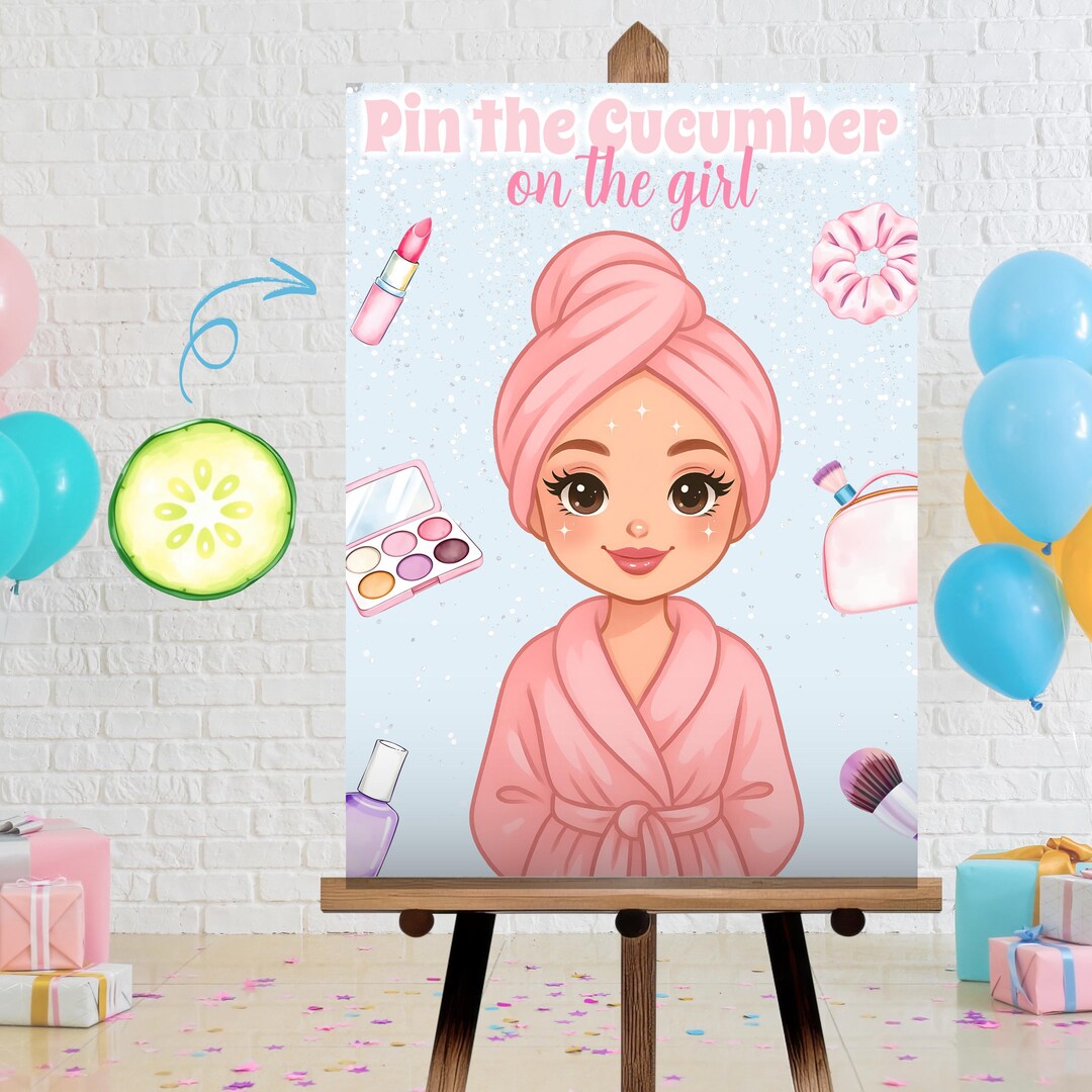 Spa Party Game Printable, Spa Themed Party Games, Pin the Tail Party ...
