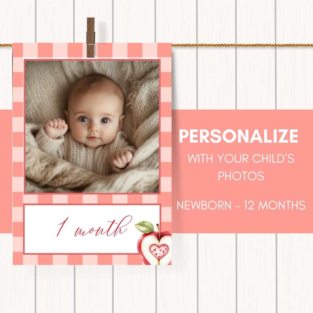 Apple of Our Eye Monthly Milestone Sign, Fall Printable Baby Milestone ...
