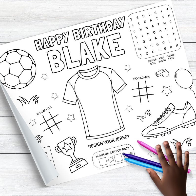 Soccer Activity Sheet, Printable Soccer Coloring Page, Soccer Birthday ...