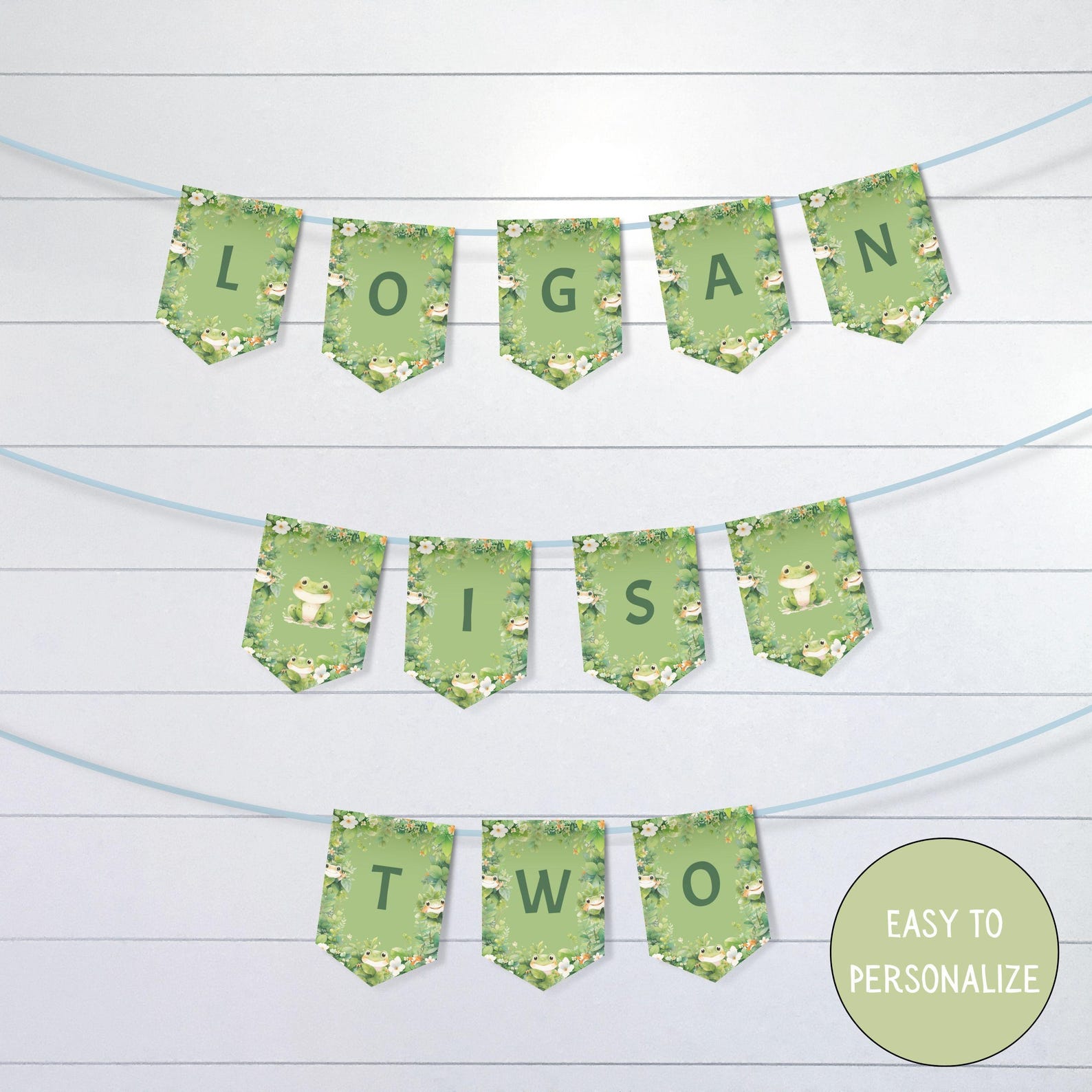 Frog Birthday Custom Banner, Editable Frog Birthday Decor, Cute Frog ...