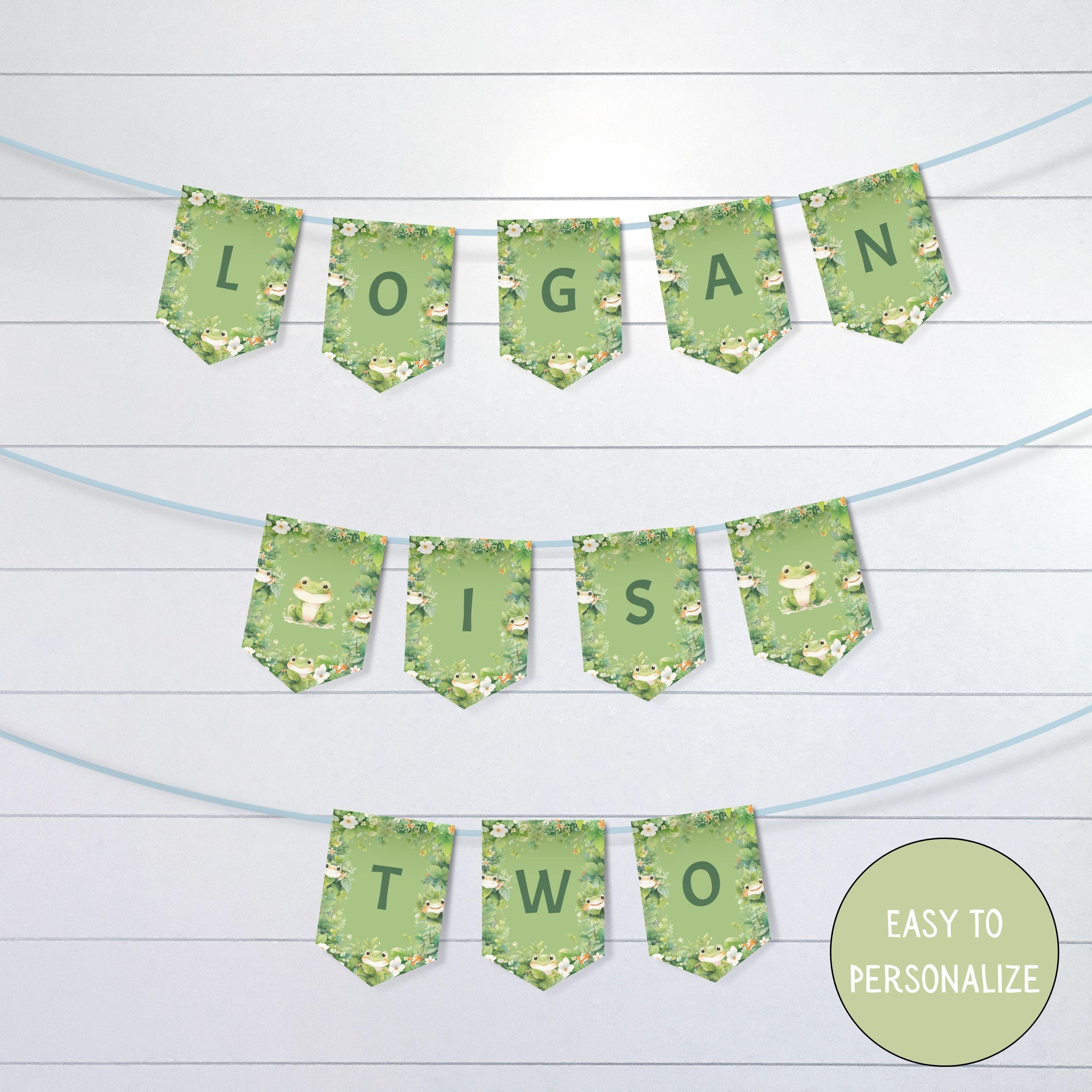 Frog Birthday Custom Banner, Editable Frog Birthday Decor, Cute Frog ...