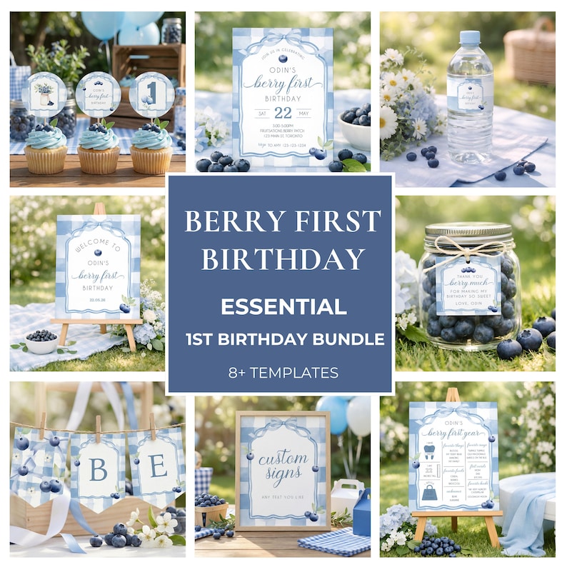 Berry First Birthday Bundle, Blueberry First Birthday Party Decor ...