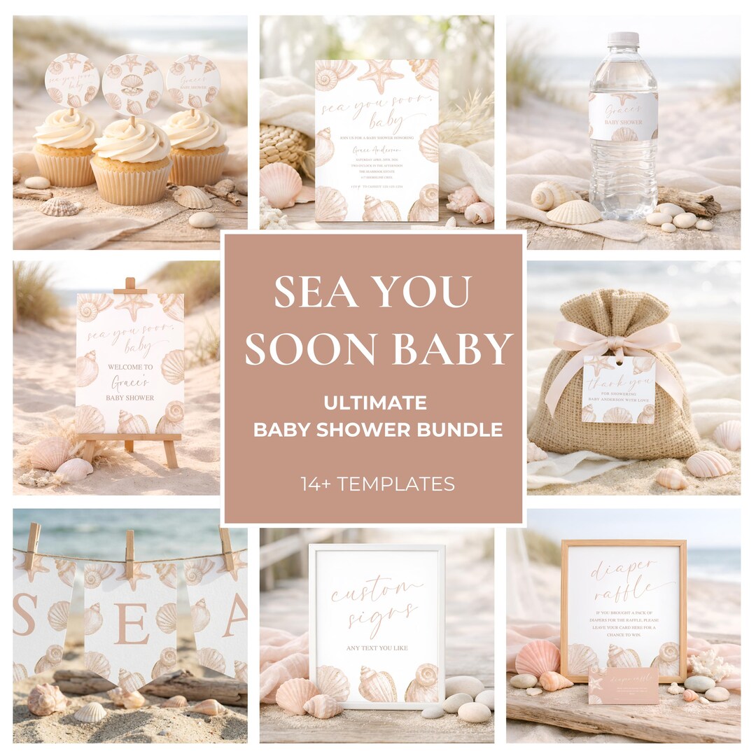 Sea You Soon Baby Shower Bundle Girl, Nautical Baby Shower Decorations ...