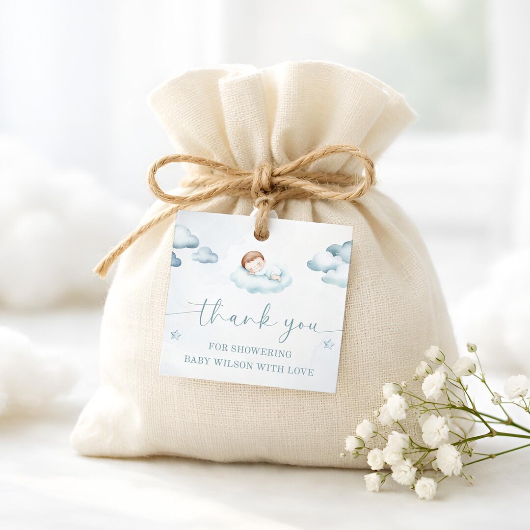 Little Piece of Heaven Thank You Favor Tags, Heaven Sent Baby Shower ...