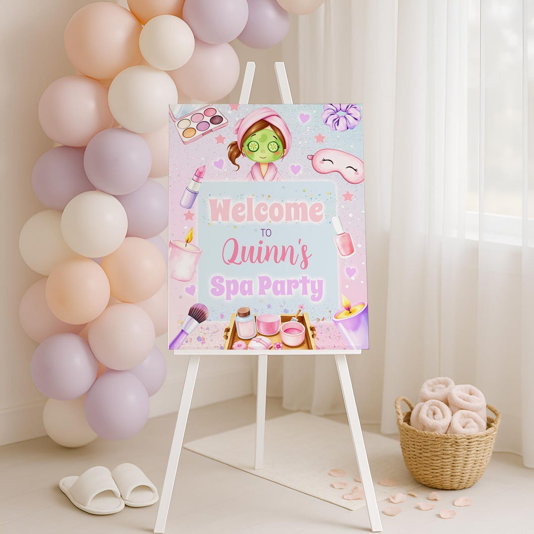 Spa Welcome Sign, Spa Birthday Party Decor, Spa Birthday Sign, Girls ...