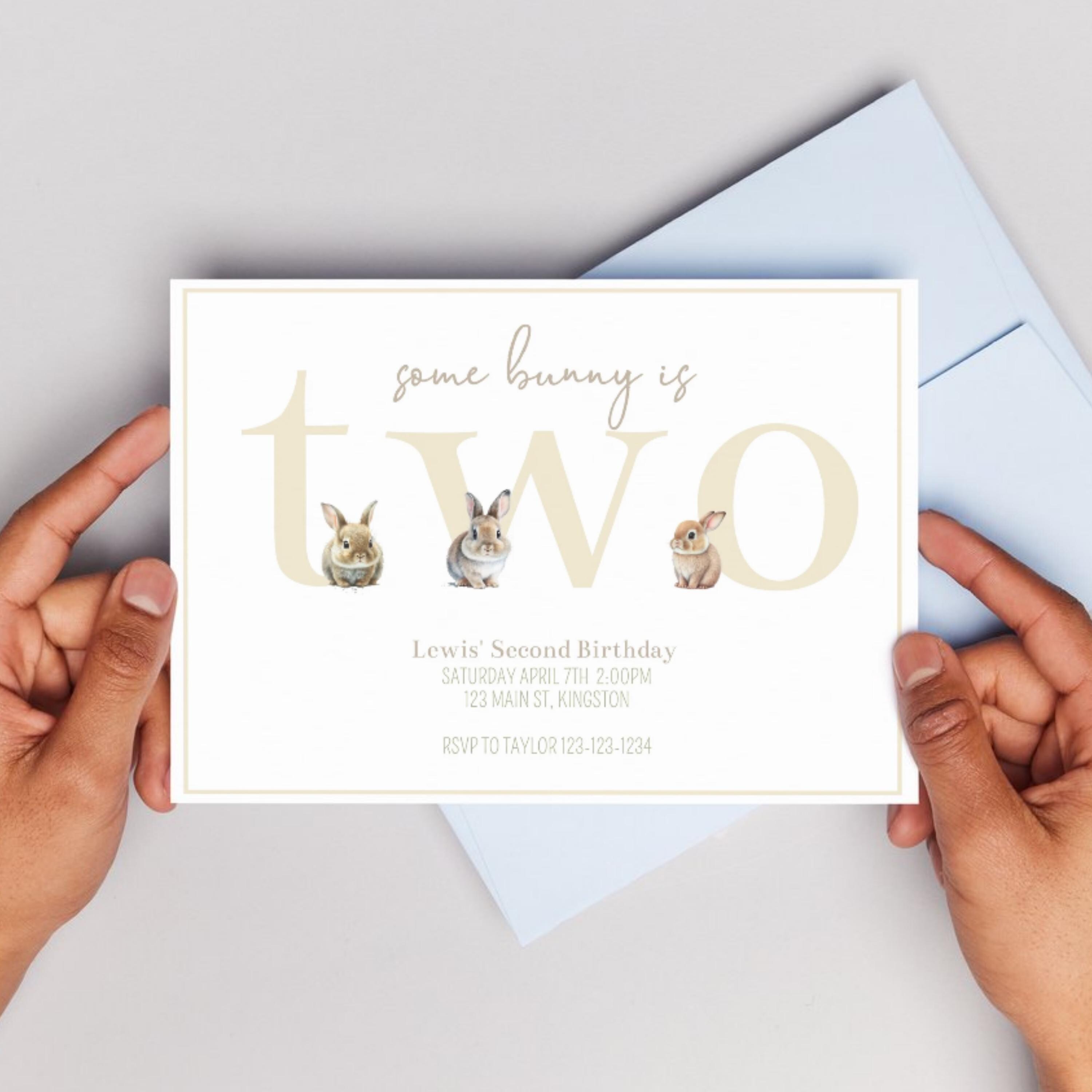 Some Bunny is Turning Two Invitation, Editable Bunny Party Invite ...