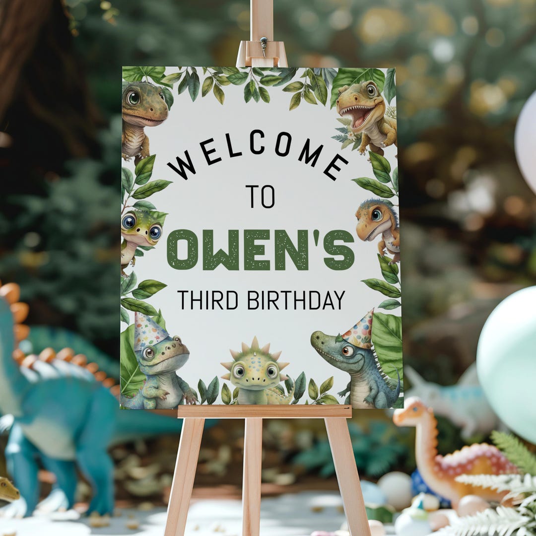 Dinosaur Party Welcome Sign, Dinosaur Theme Welcome Sign, Dino Birthday ...