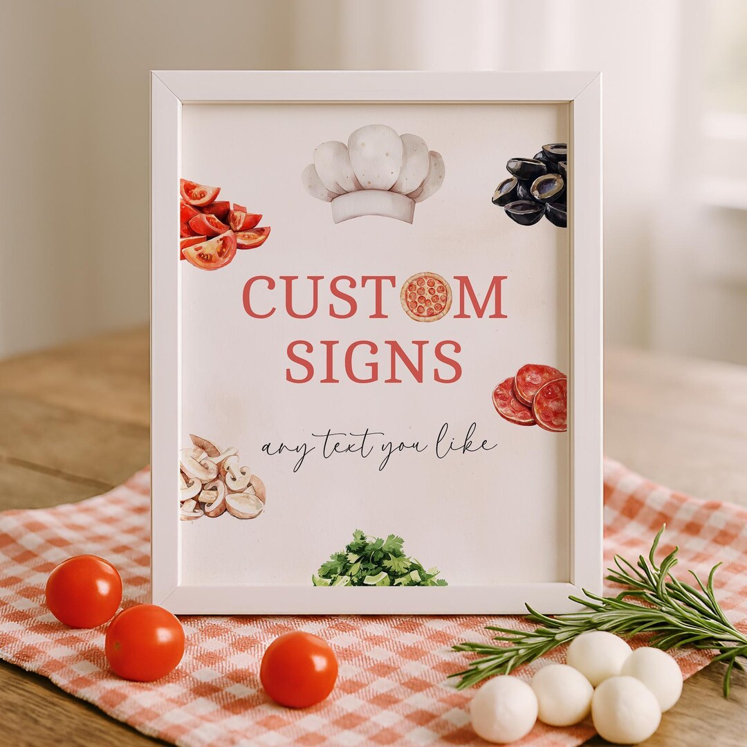 Pizza Party Birthday Sign Printable, Custom Pizza Table Signs, Pizza ...