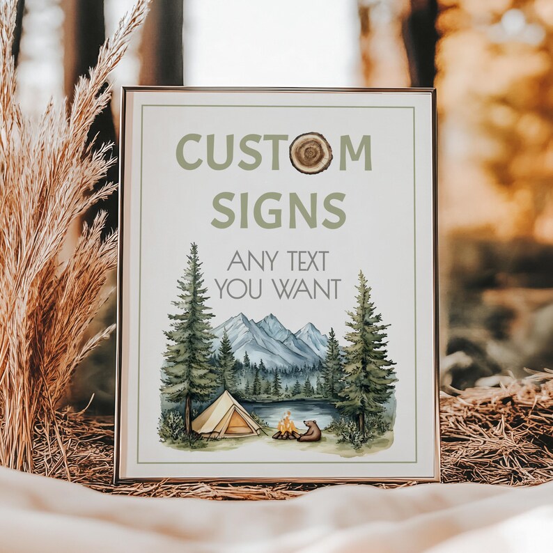 Camp Table Signs, Camping Signs Printable, One Happy Camper Birthday ...