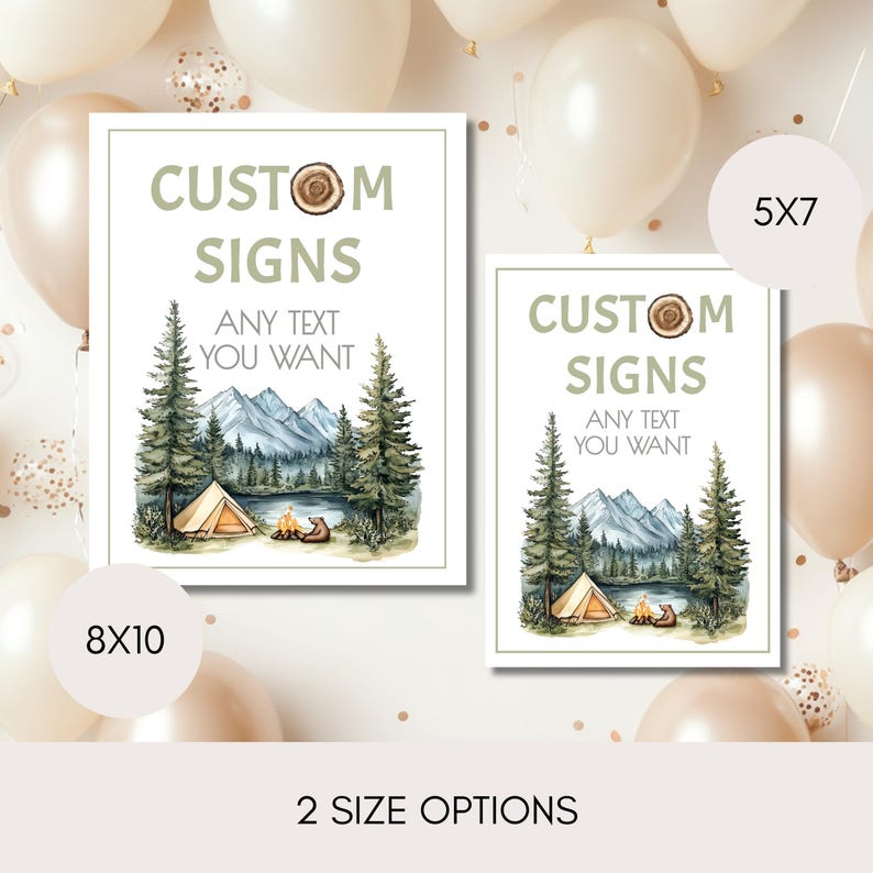 Camp Table Signs, Camping Signs Printable, One Happy Camper Birthday ...