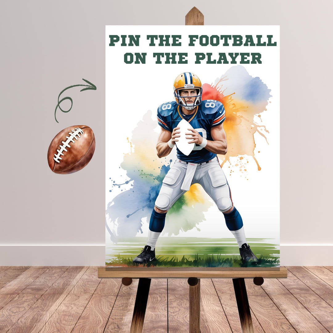Sports Party Game Printable, Pin the Tail Party Game, Pin the Football ...