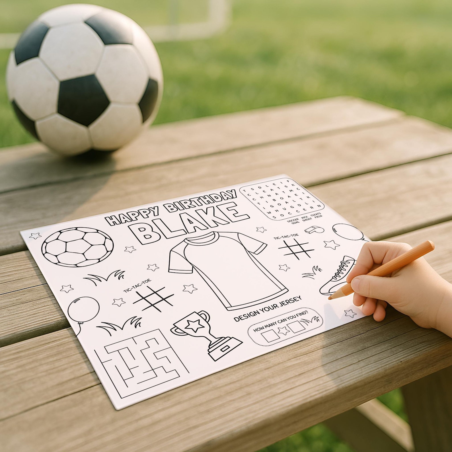 Soccer Activity Sheet, Printable Soccer Coloring Page, Soccer Birthday ...