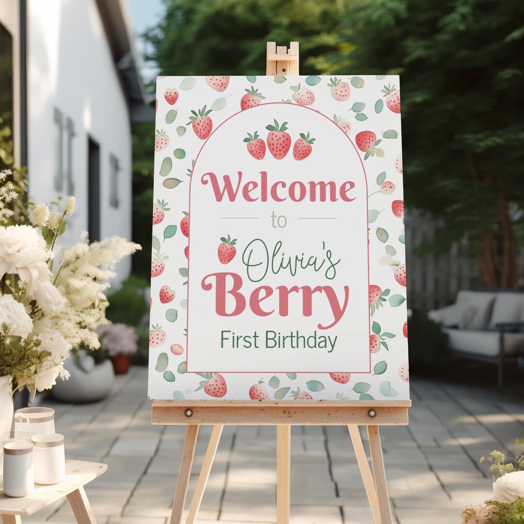 Welcome to My Berry First Birthday Sign, My Berry First Birthday Poster ...