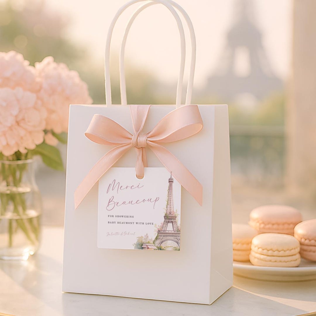 Paris Baby Shower Favor Tags Printable, Bonjour Bebe Favor Tag, French ...