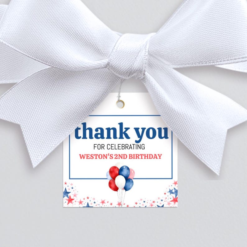 4th of July Party Favor Tag, All American Thank You Cards, USA Thank ...