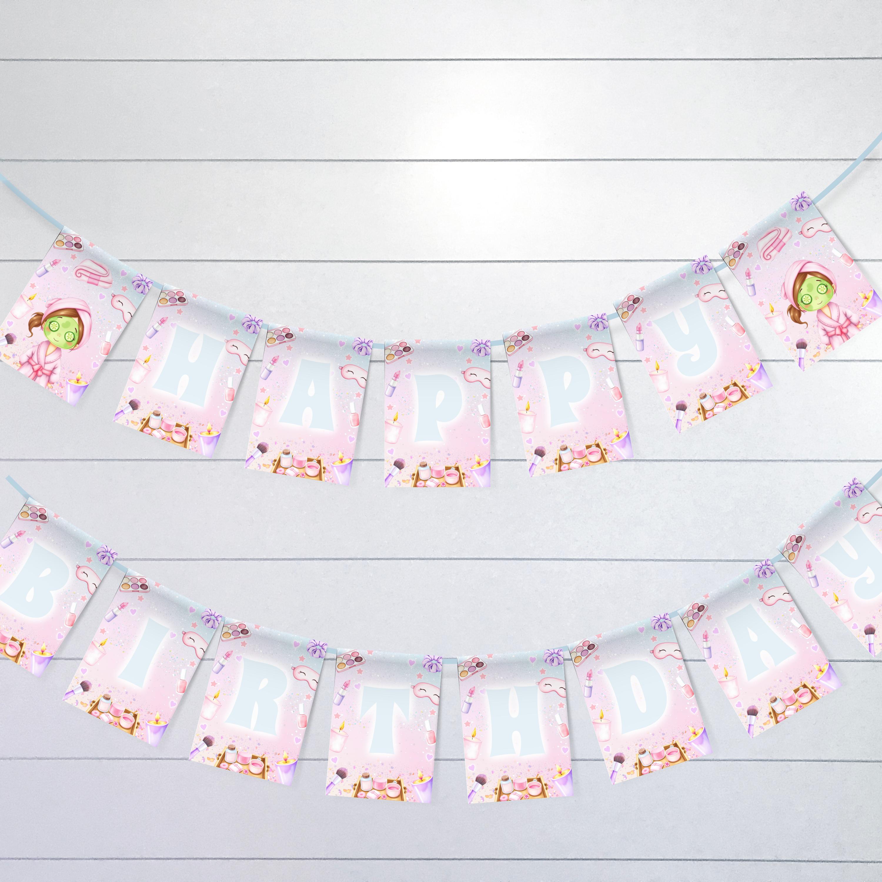 Spa Themed Birthday Banner, Spa Birthday Party Decor, Spa Birthday Sign ...