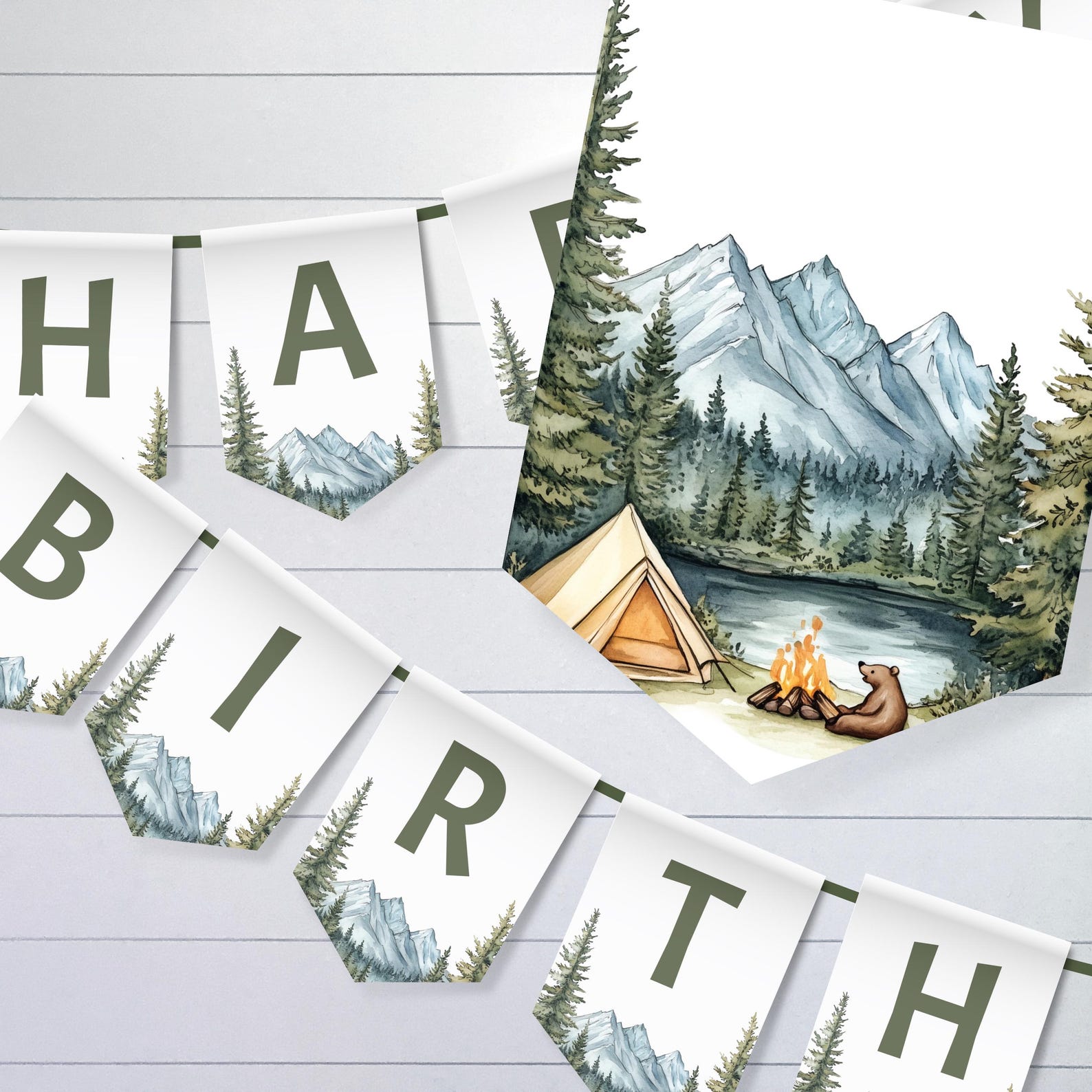 One Happy Camper Banner Printable, One Happy Camper Birthday Highchair ...
