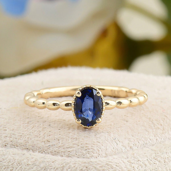 Solitaire Blue Ring - Etsy