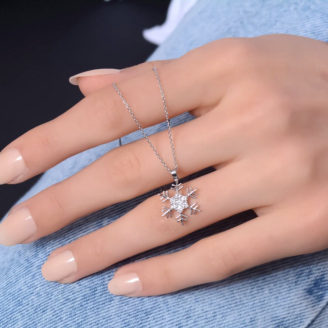 14K Gold Diamond Necklace, Attached Diamond on Chain, Perfect for ...