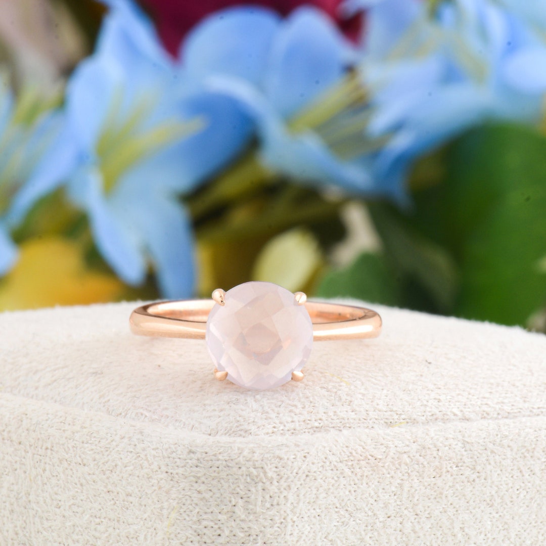 14K Solid Gold Rose Quartz Ring - Handmade Vintage Style - Etsy