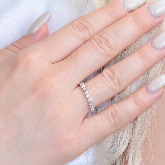 14K Solid Gold Full Eternity Ring Full Eternity Round Diamond - Etsy