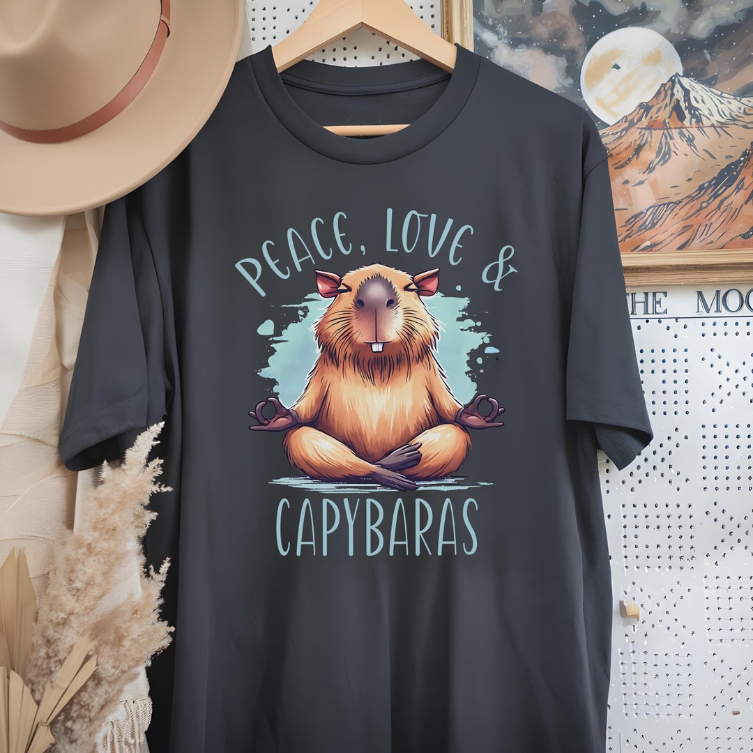 Peace Love & Capybara Shirt, Retro Capybara T-shirt,vintage 90s,capybaras Lovers Tee Gift,funny ...