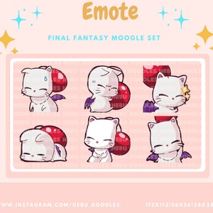 FINALFANTASY MOOGLE EMOTES Twitch Discord Youtube Streaming Cute Kawaii ...