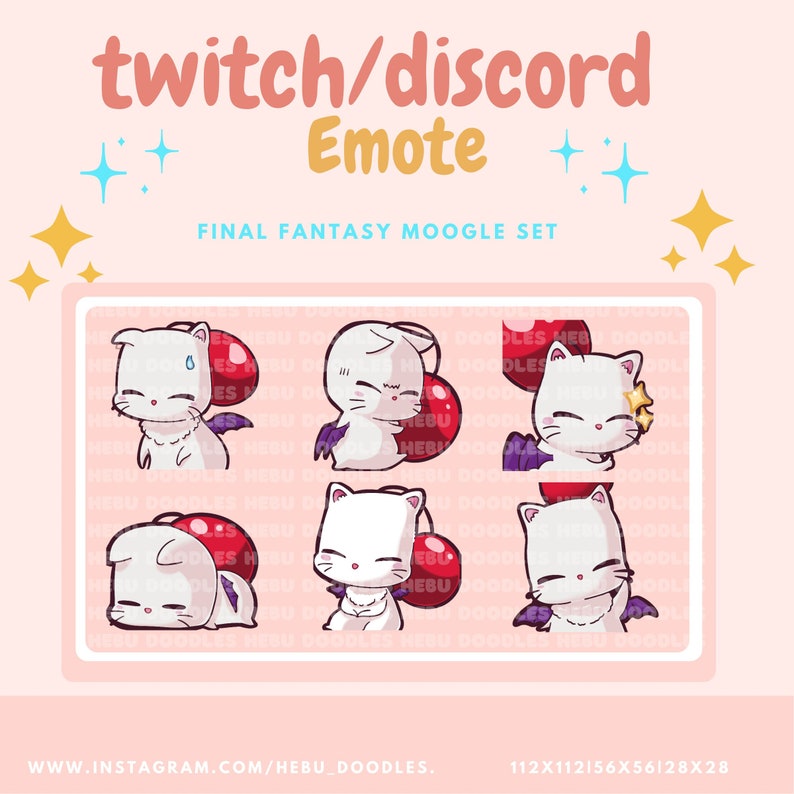 FINALFANTASY MOOGLE EMOTES Twitch Discord Youtube Streaming Cute Kawaii ...