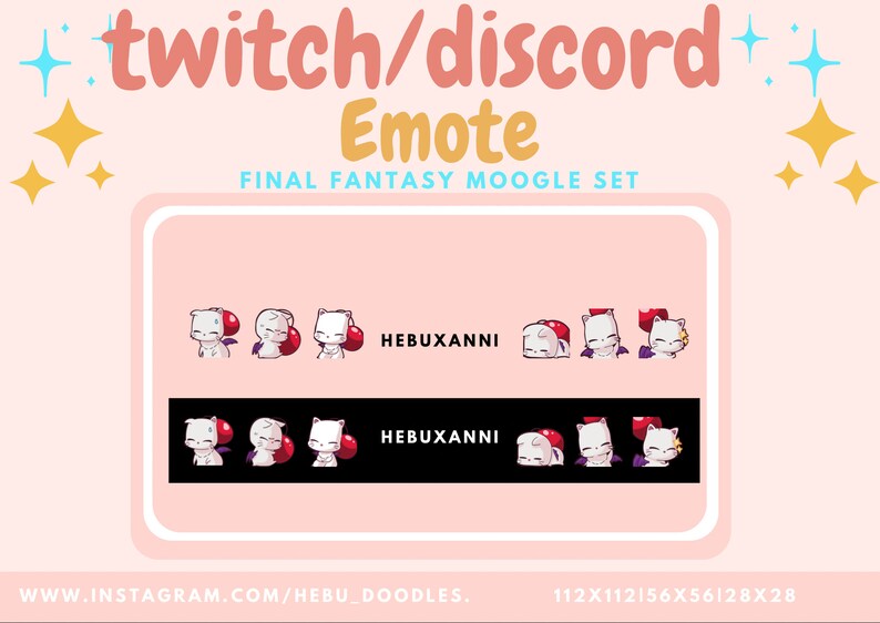 FINALFANTASY MOOGLE EMOTES Twitch Discord Youtube Streaming Cute Kawaii ...