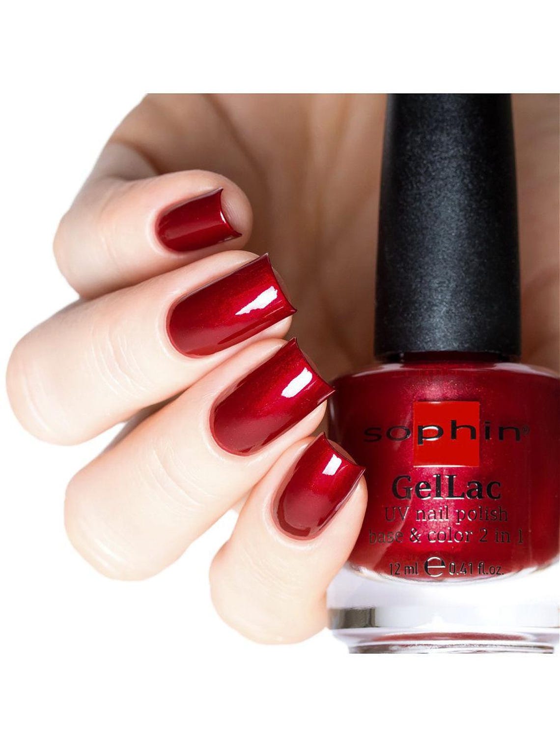 Gellac Nail Polish Base & Color Step 1. Dark Red Gel Polish Without ...